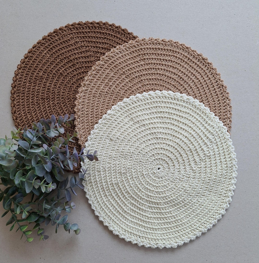Crochet Table Mat, Handmade Round Placemat, Home Table Decor - Etsy