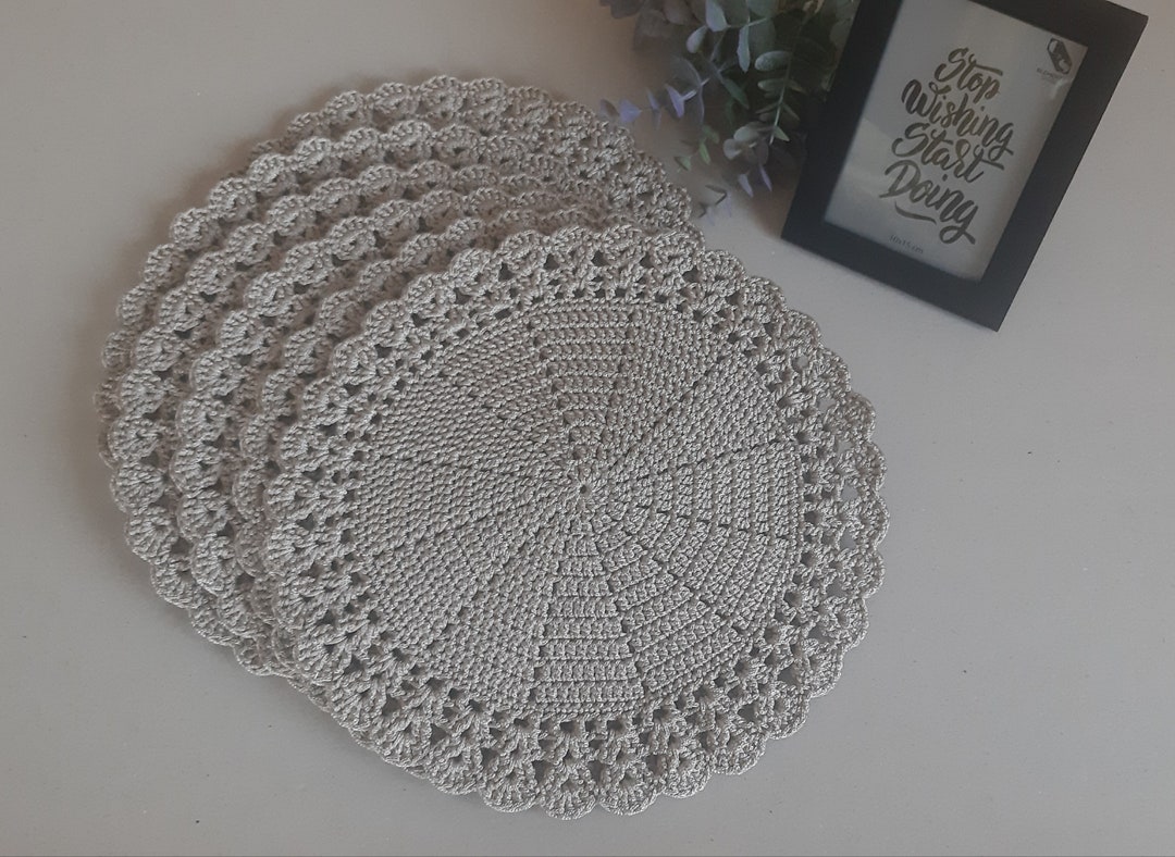 Crochet Table Mats, Crochet Round Placemats, Set of 6 - Etsy