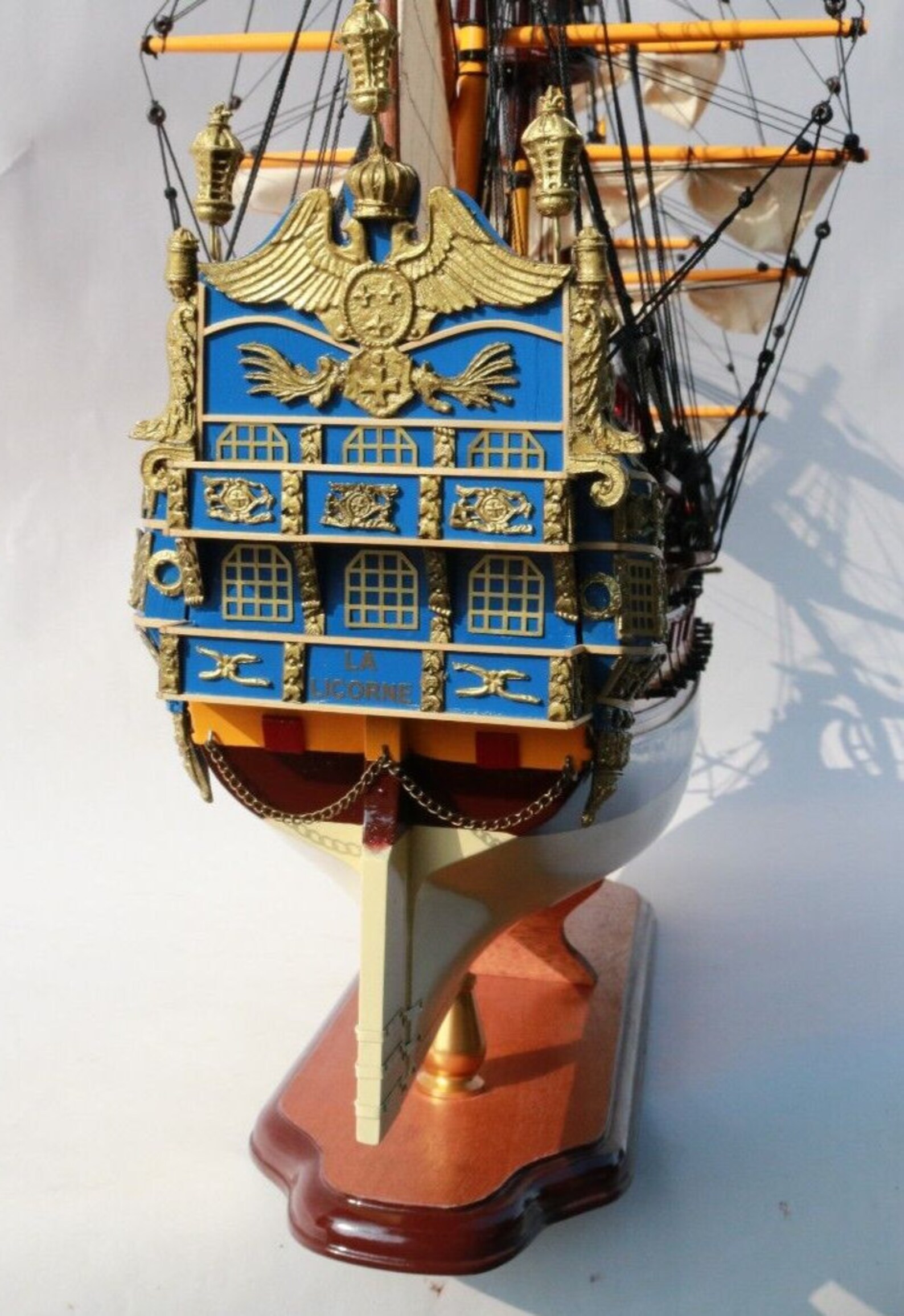 Wooden Boat Model - LA LICORNE - TINTIN - Length 72 Cm - Folded Sails ...