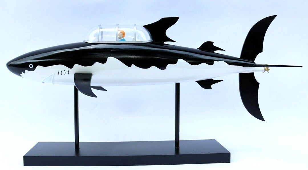 Wooden and Resin Model Boat Submarine THE SHARK TINTIN Length: 51 Cm - Etsy