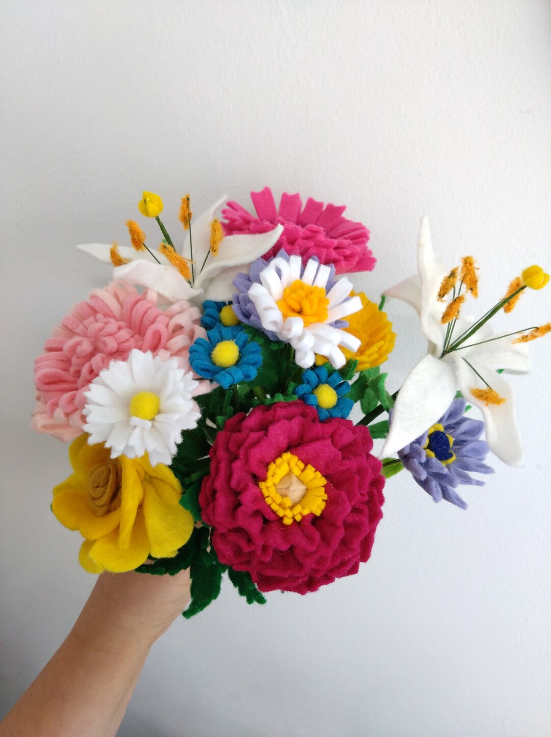 Twelve Felt Flowers Bouquet - Etsy
