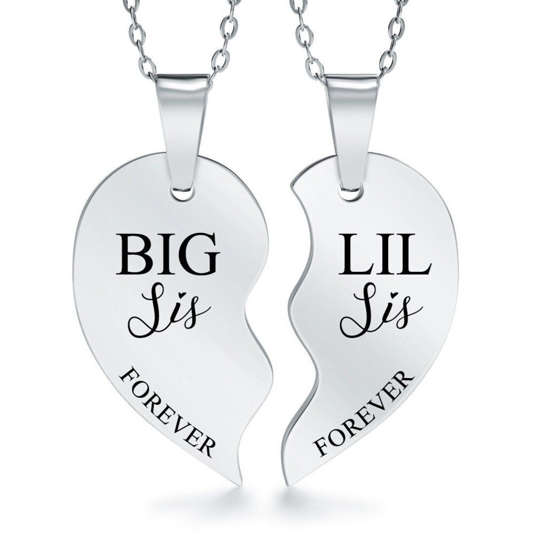 Big Sis, Lil Sis Sharing Necklace Personalised/engraved, Little Sister ...