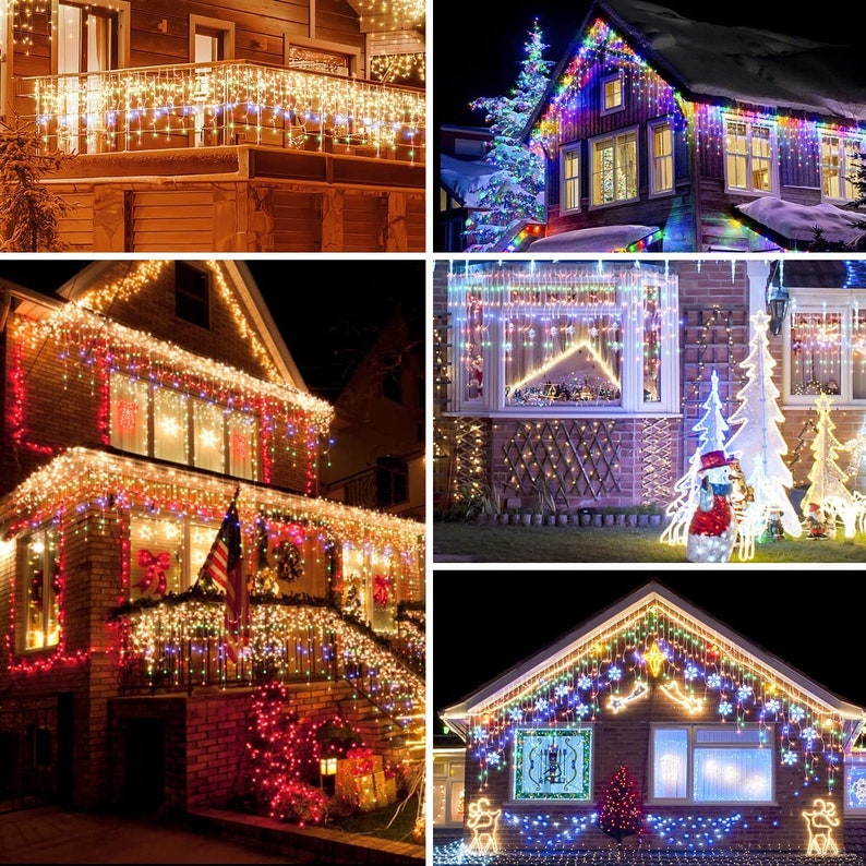 25ft/7.5m Christmas Xmas Icicle Outdoor Garden String Lights Warm ...