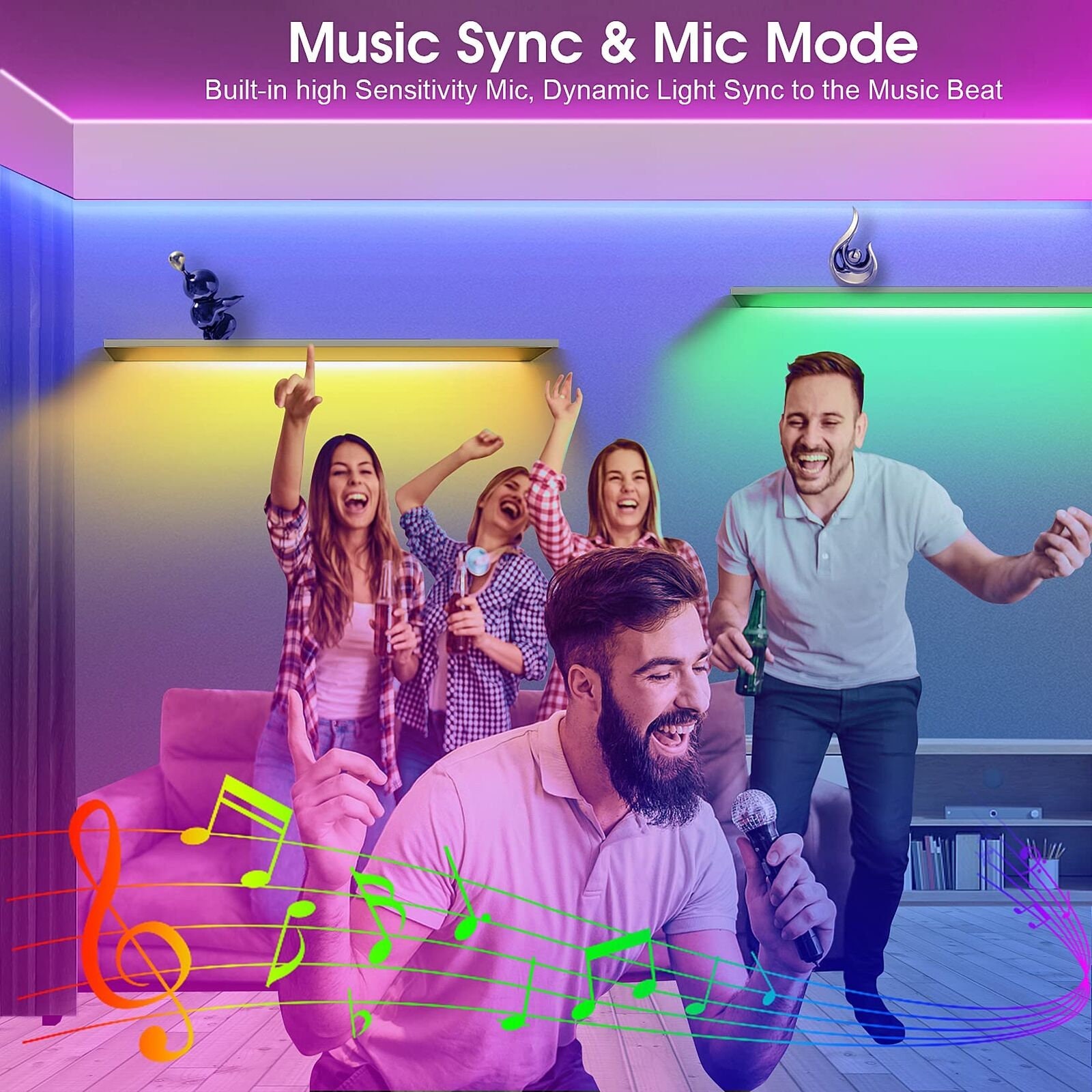 Led Strip Light 10m Music Sync RGB Bluetooth App Remote Control 24V ...