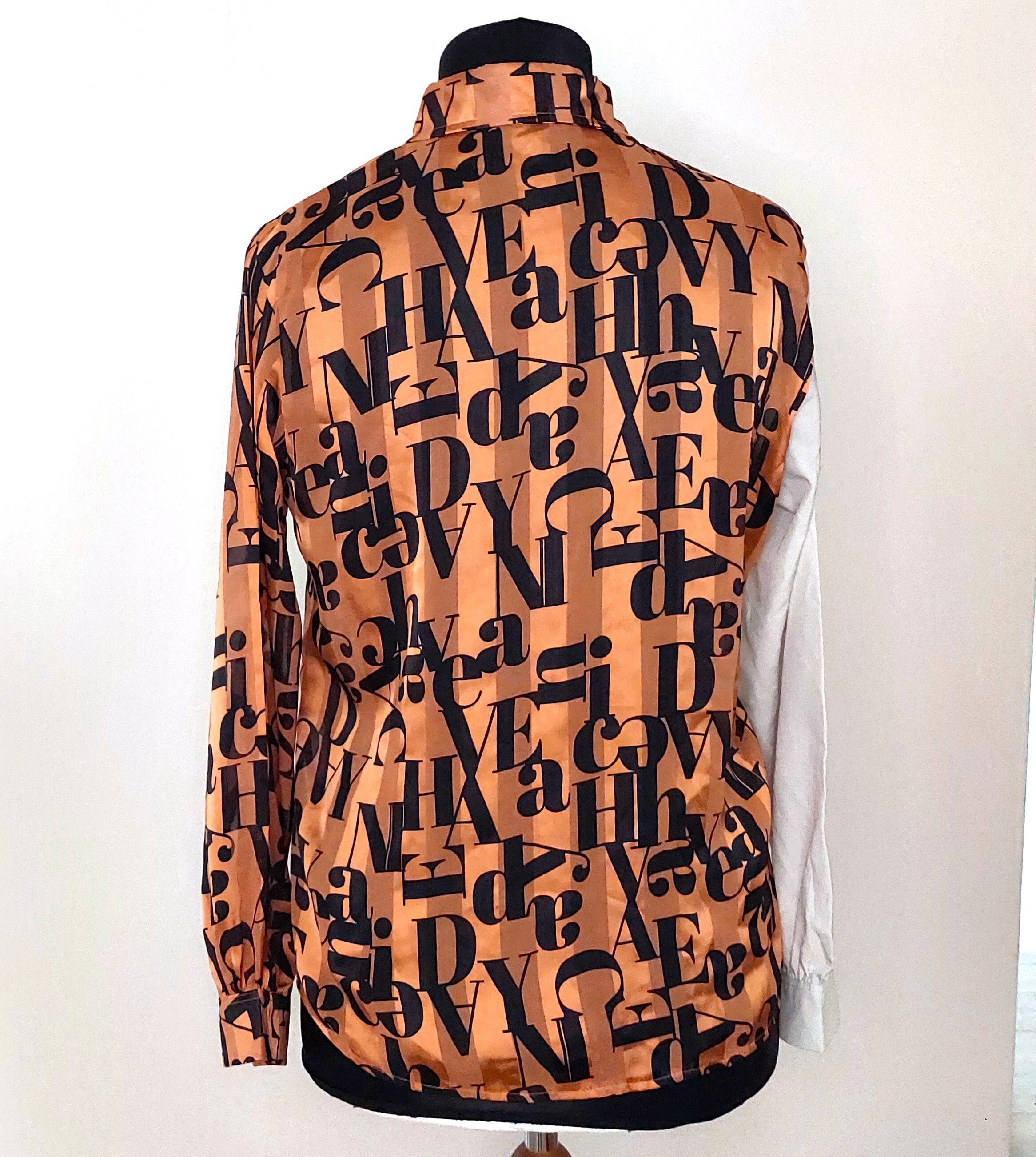 Vintage Colorful Letters Alphabet Print Collared Shirt,button up Top ...