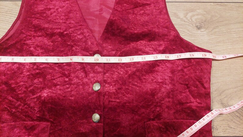 Vintage 90s Burgundy Red Velvet Velour Vest Top,retro V-neck Button up ...