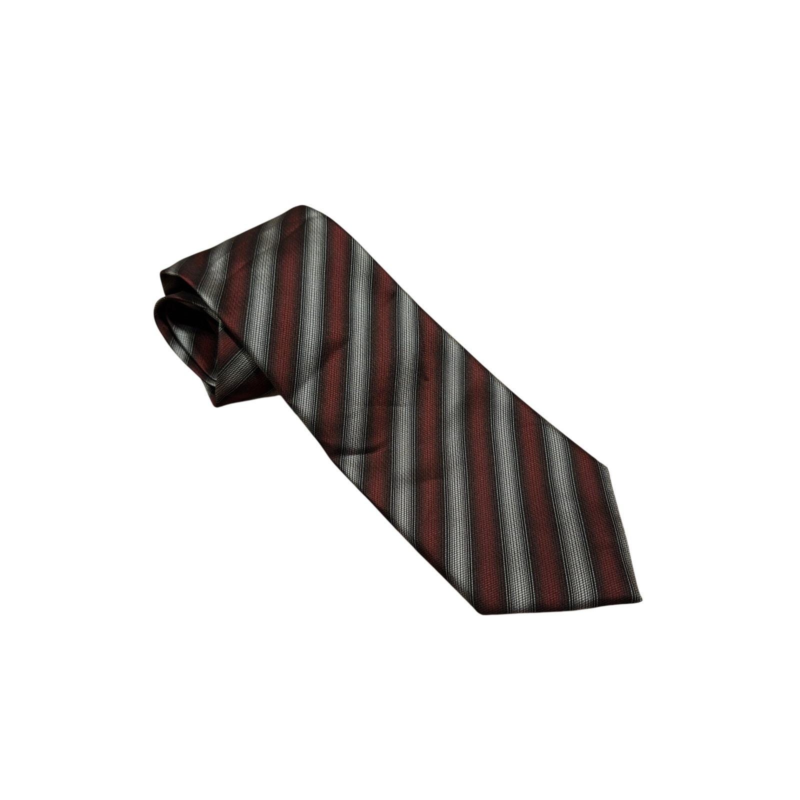 Vintage Striped Men's Silk Necktie Burgundy Gray Silver - Etsy