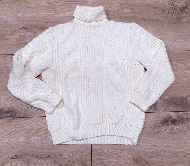 Vintage Eskimo Knitwear Sweater Nordic Ski, White Acrylic Fisherman ...