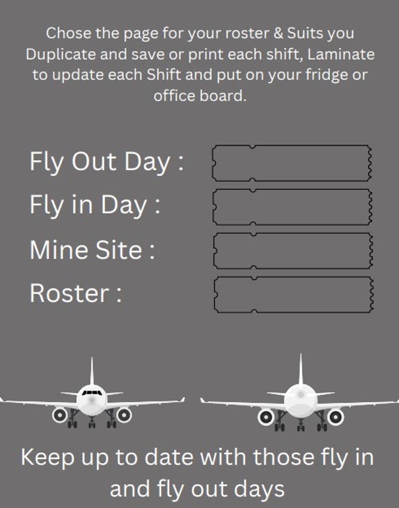 Fifo Wife Planner, Fly in Fly Out Digital Planning Pages to Keep Track ...