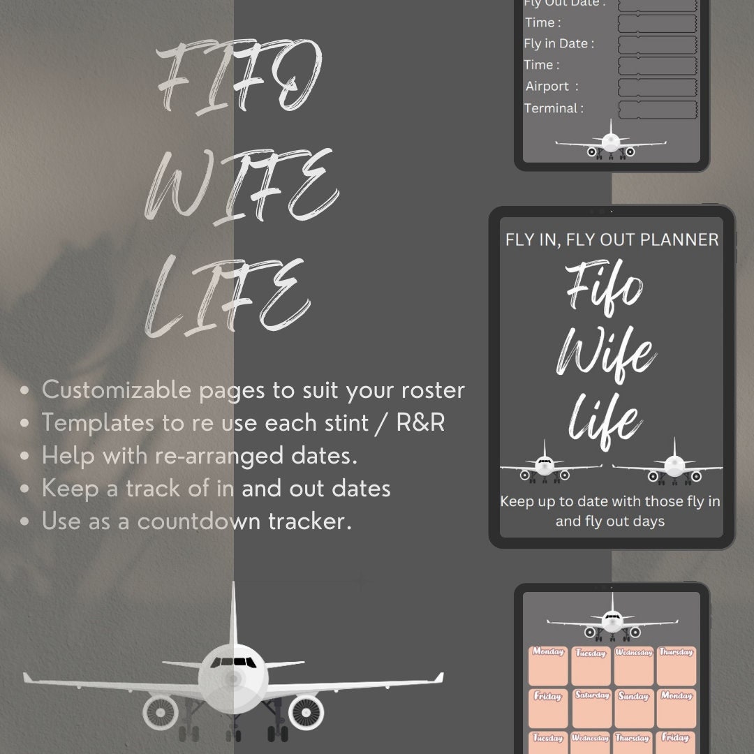 Fifo Wife Planner, Fly in Fly Out Digital Planning Pages to Keep Track ...
