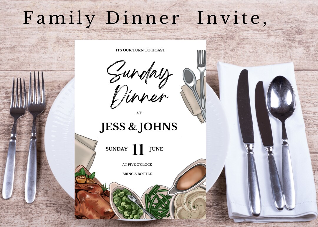 Electronic Invite, Family Dinner Template, Invite Your Guests in Style ...
