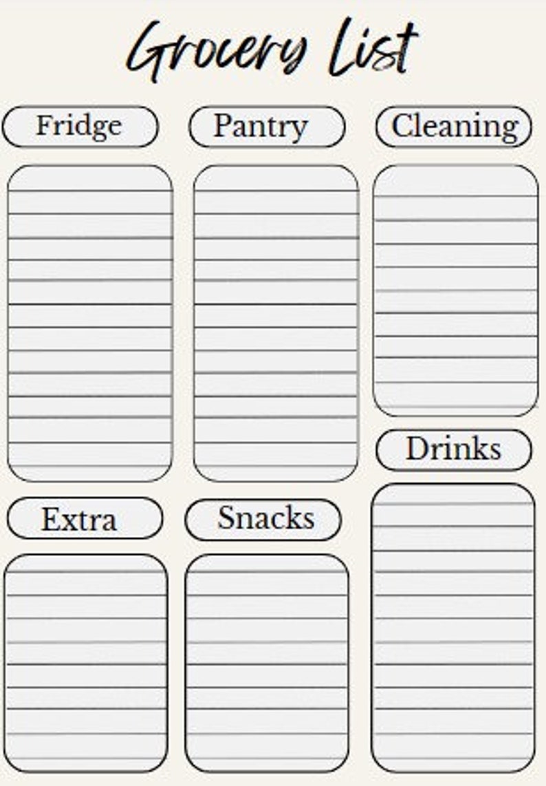 Simple Daily Food Tracker, Grocery List, Weekly Meal Planner, Goal ...