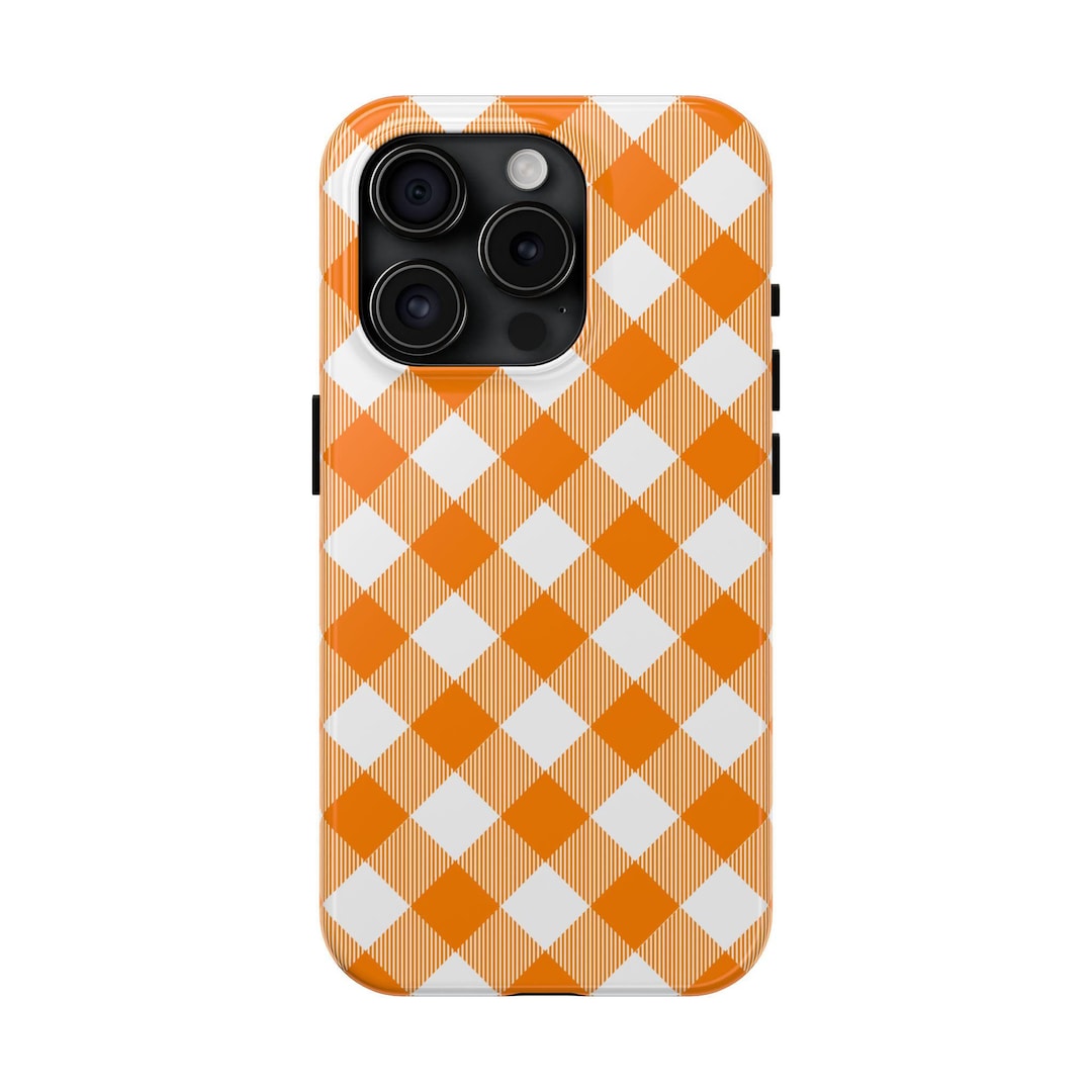 Orange and White Checkerboard Plaid Cell Phone Case for iPhone and ...