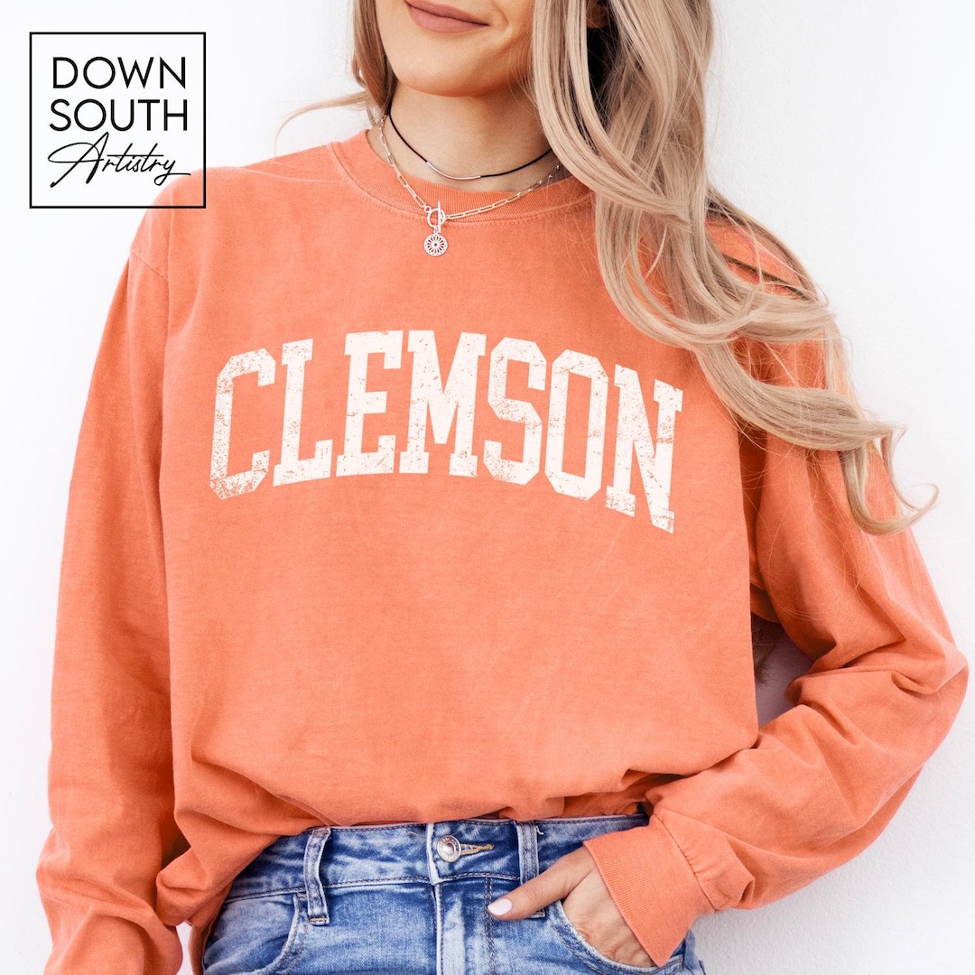 Clemson Comfort Colors Long Sleeve T-shirt, Distressed Vintage Style ...