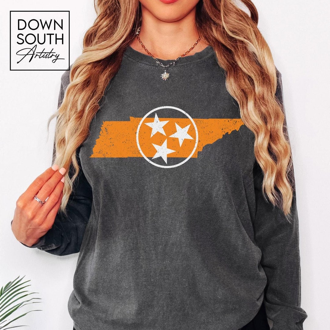 Vintage Style Tennessee State Tri-star Flag Comfort Colors T-shirt, Distressed TN State Flag ...