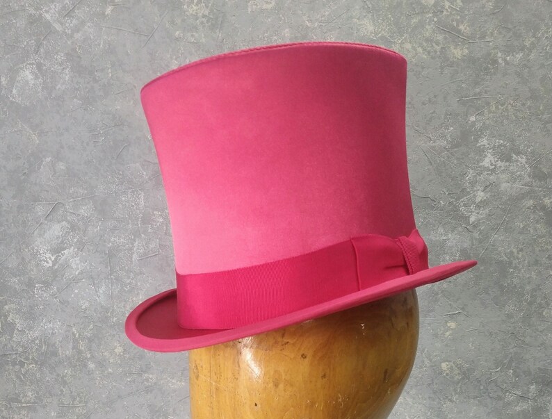 Pink Top Hat , Silk Top Hat, Edwardian Hat - Etsy