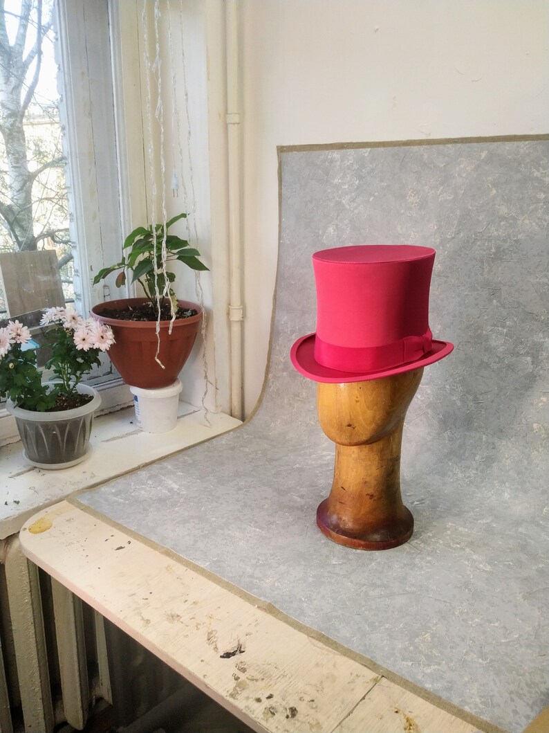 Pink Top Hat , Silk Top Hat, Edwardian Hat - Etsy