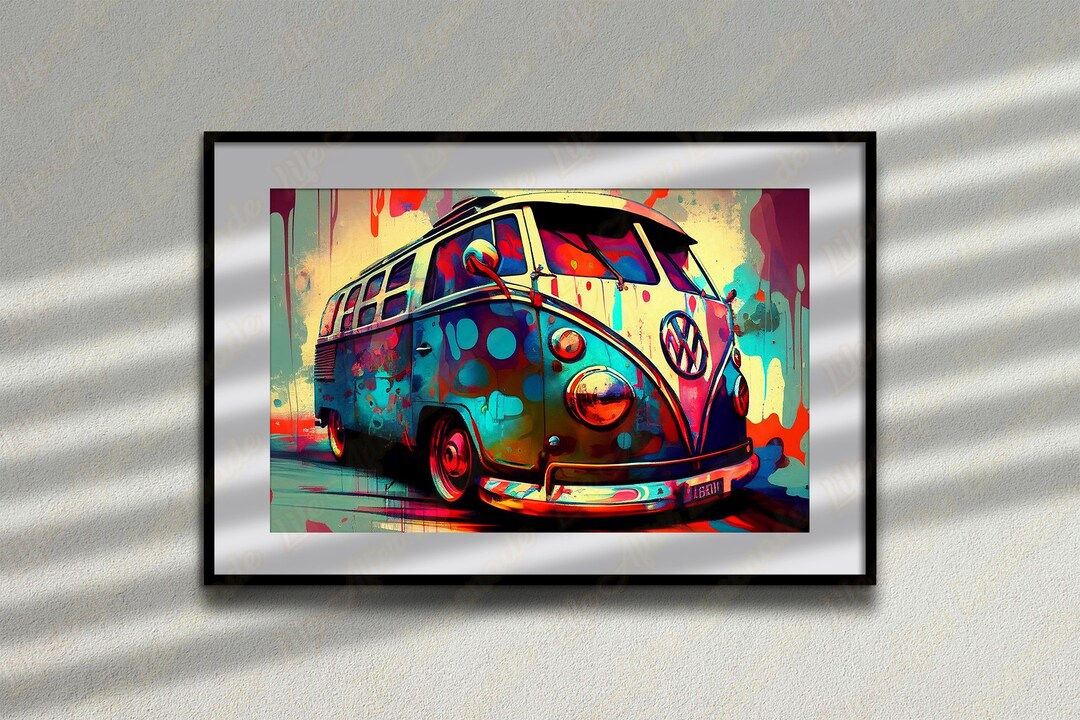 VW Van Life Digital Art Download. Colourful Paint Splatter Style. - Etsy