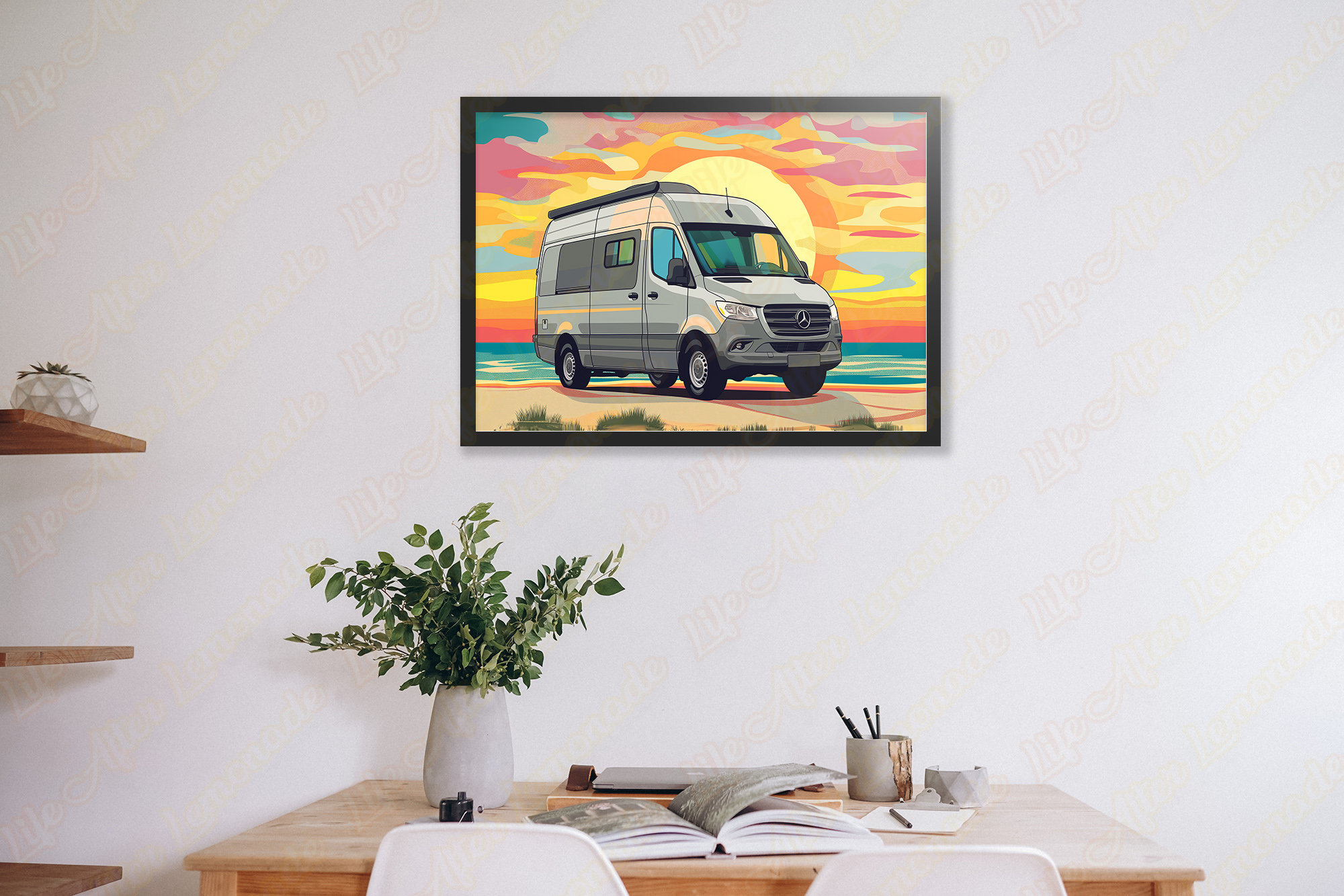Mercedes Sprinter Van, Colourful Beach Sunset Setting. Travel, Tropical ...