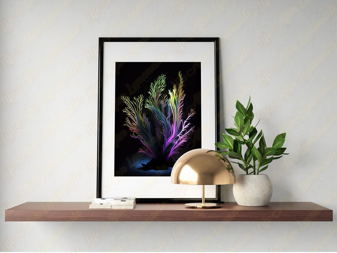 Neon Seaweed Digital Download. Modern Printable Wall Art. Iridescent ...