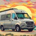 Mercedes Sprinter Van, Colourful Beach Sunset Setting. Travel, Tropical ...