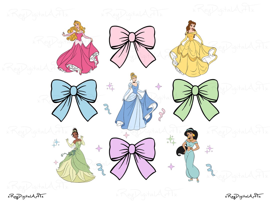 Princess Bows SVG, Cute Fairy Tale Clipart, Bow SVG for Cricut, Girl ...