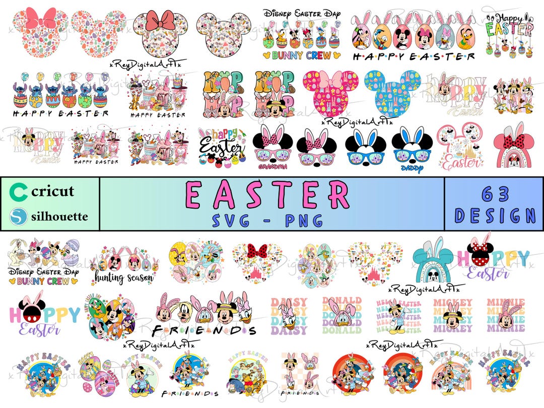 Mouse and Friends Easter Clipart, Cute Easter Svg Bundle, Easter Png ...