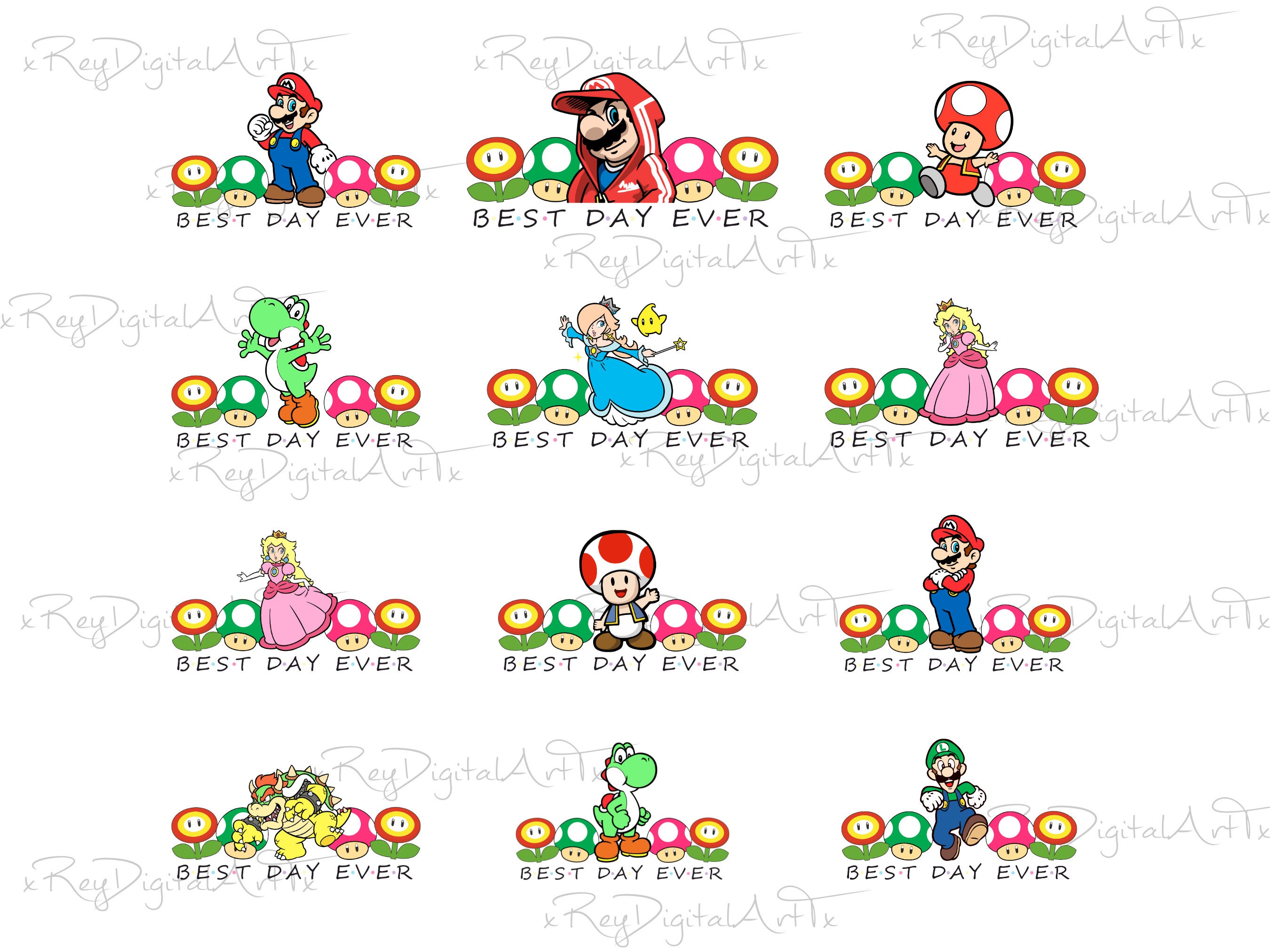 Super Mario PNG Bundle Mario Best Day Ever Png Super Mario - Etsy