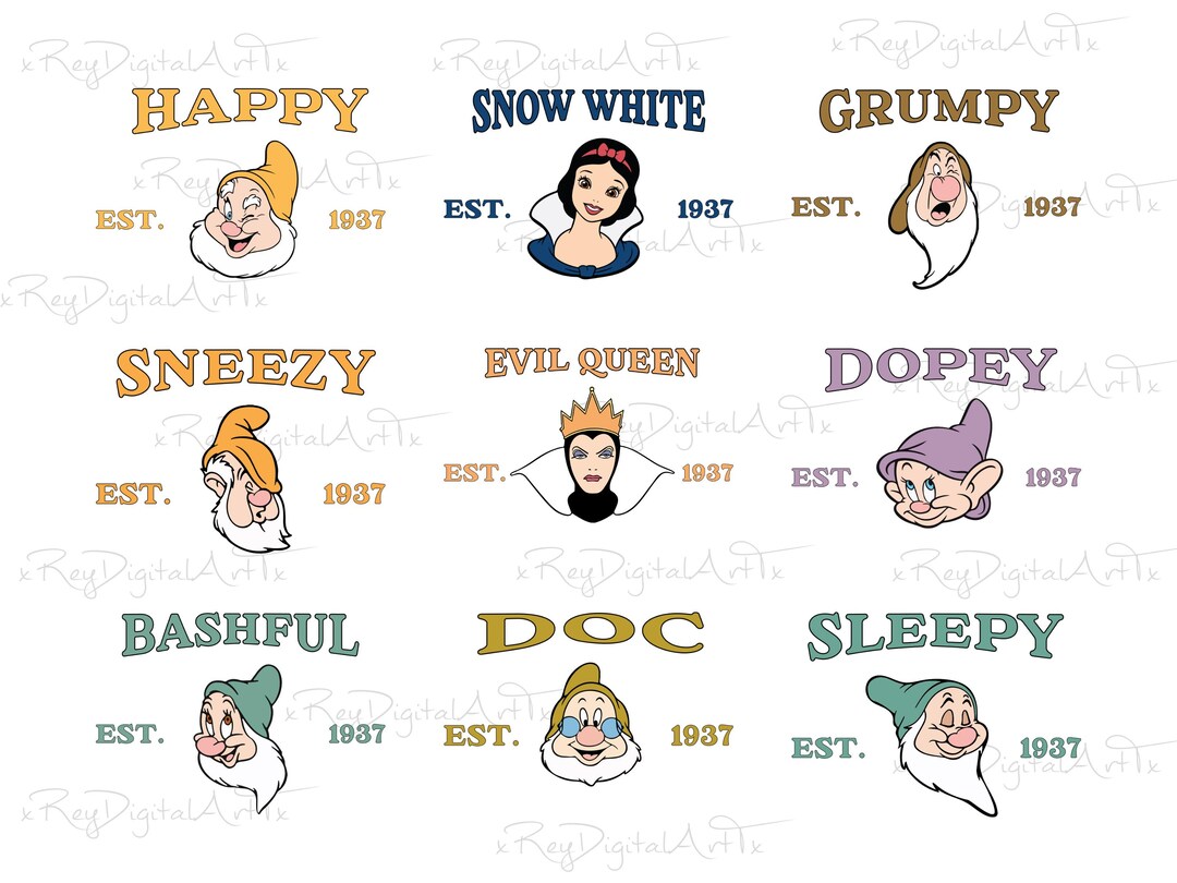 Snow White and Seven Dwarfs Png Bundle, Snow White Clipart, Snow White ...