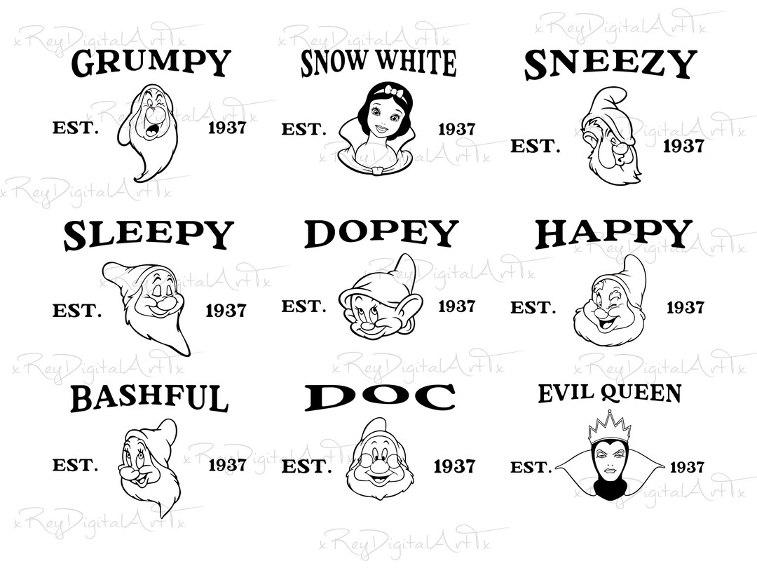 Snow White Png Bundle, Seven Dwarfs Png, Snow White and the Seven ...