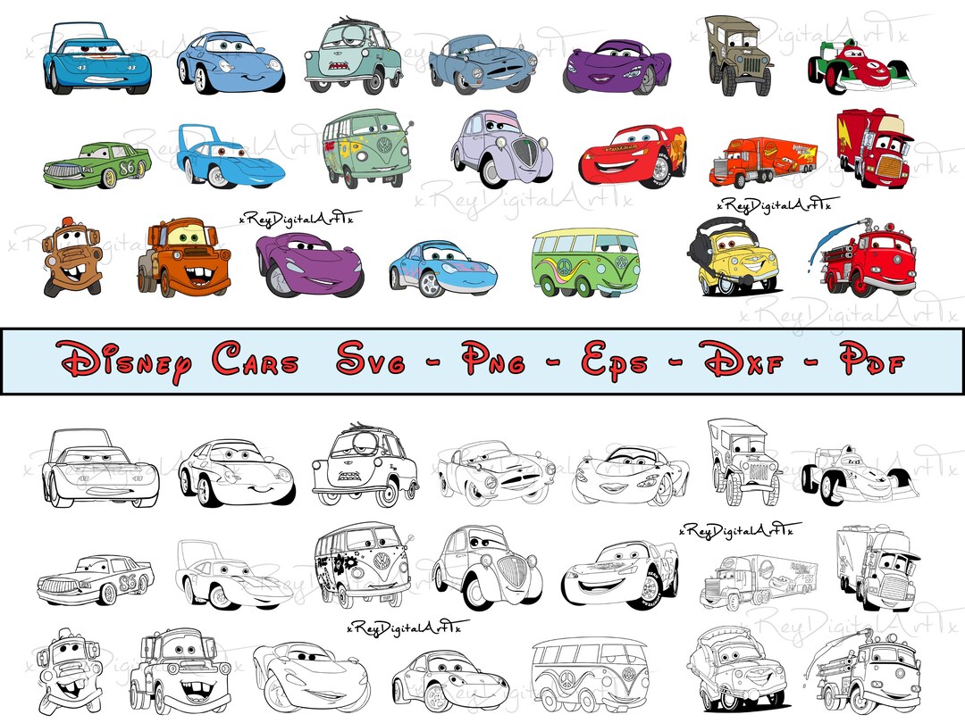 Cars Characters Cut File, Cars Cricut, Cars Silhouette Svg, Cars ...