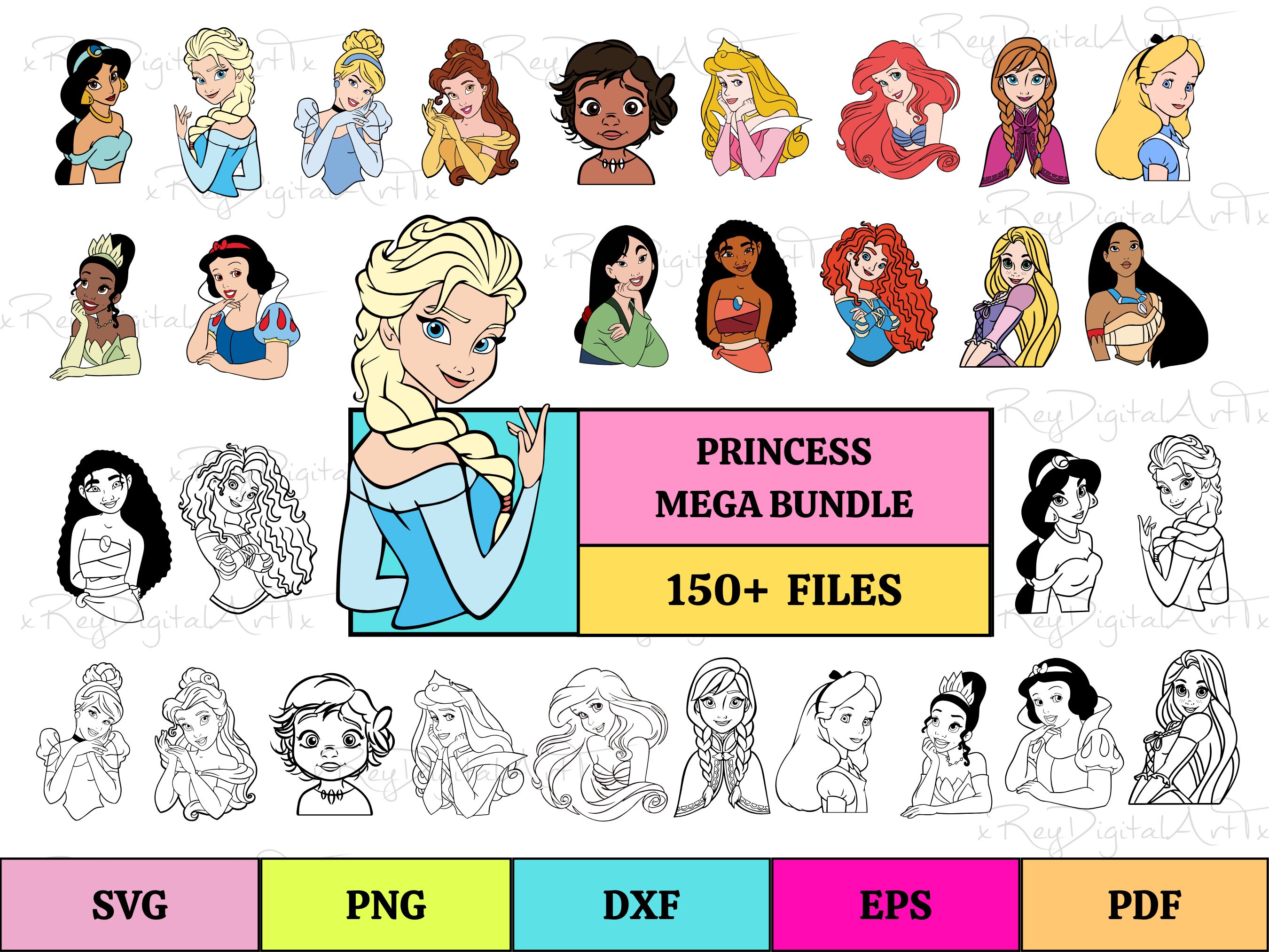 Princess Svg Bundle, Princess Silhouette Svg Files, Princess Png ...