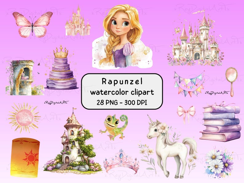 Rapunzel Png, Watercolor Princess Png, Rapunzel Clipart, Princess ...