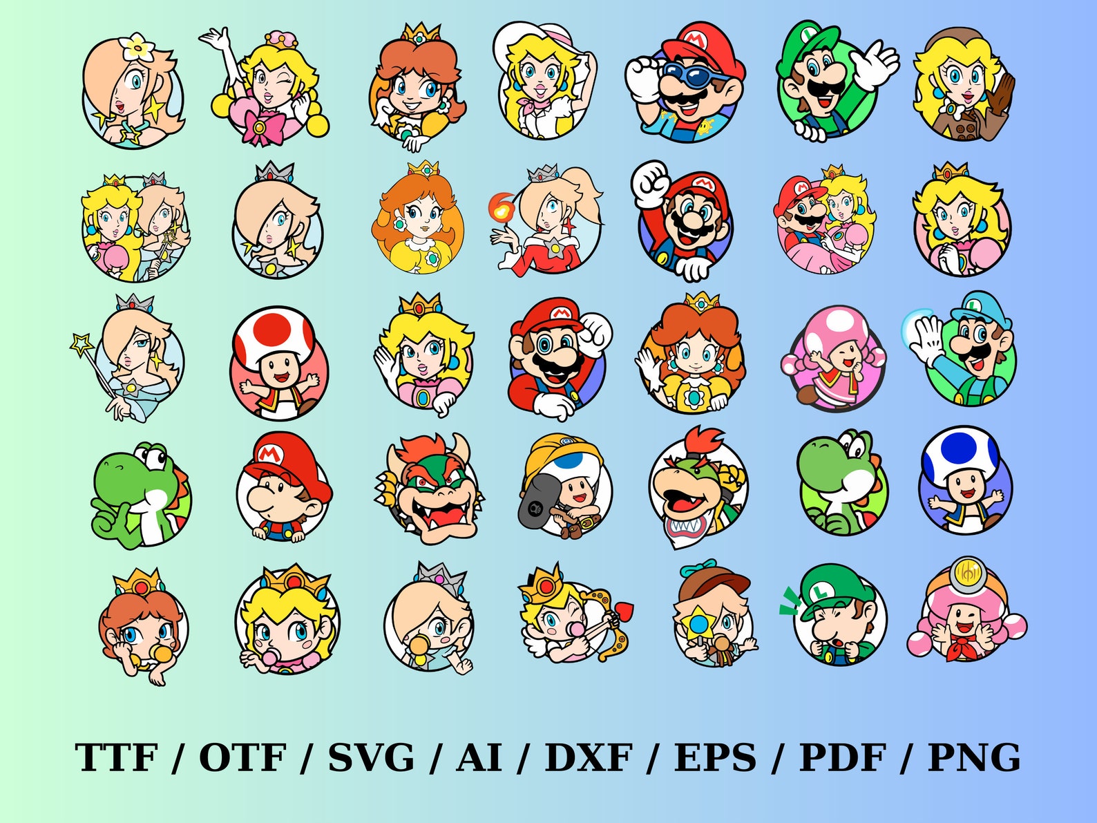 Super Mario Svg Bundle, Super Mario Bundle, Super Mario Characters, Cut Files for Cricut, Mario ...