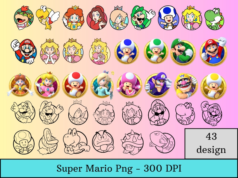 Super Mario Png, Super Mario Bundle Png, Mario Characters Png, Cut ...
