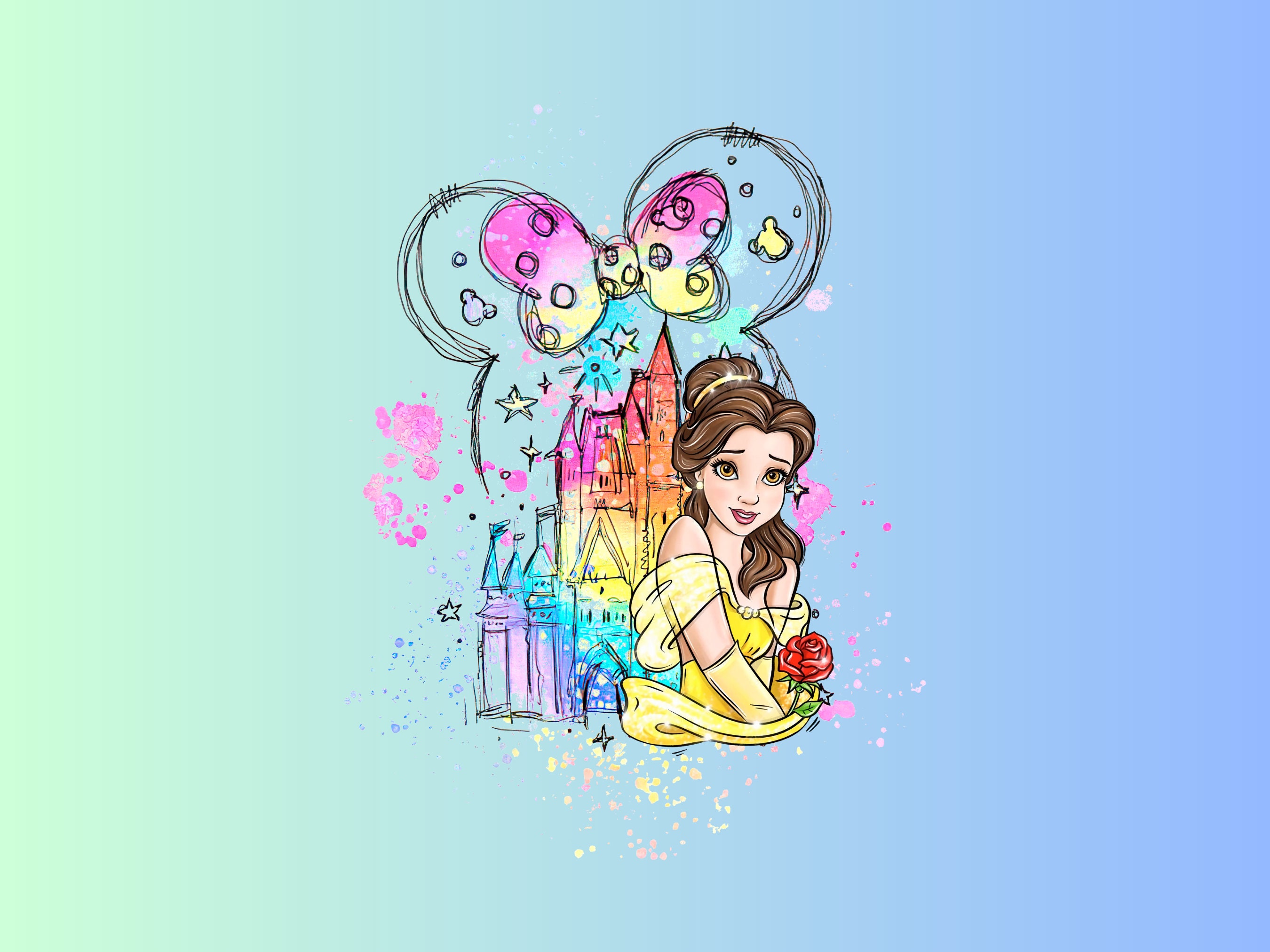 Princess Belle Png Bundle, Belle Princess, Princess Digital Image PNG ...