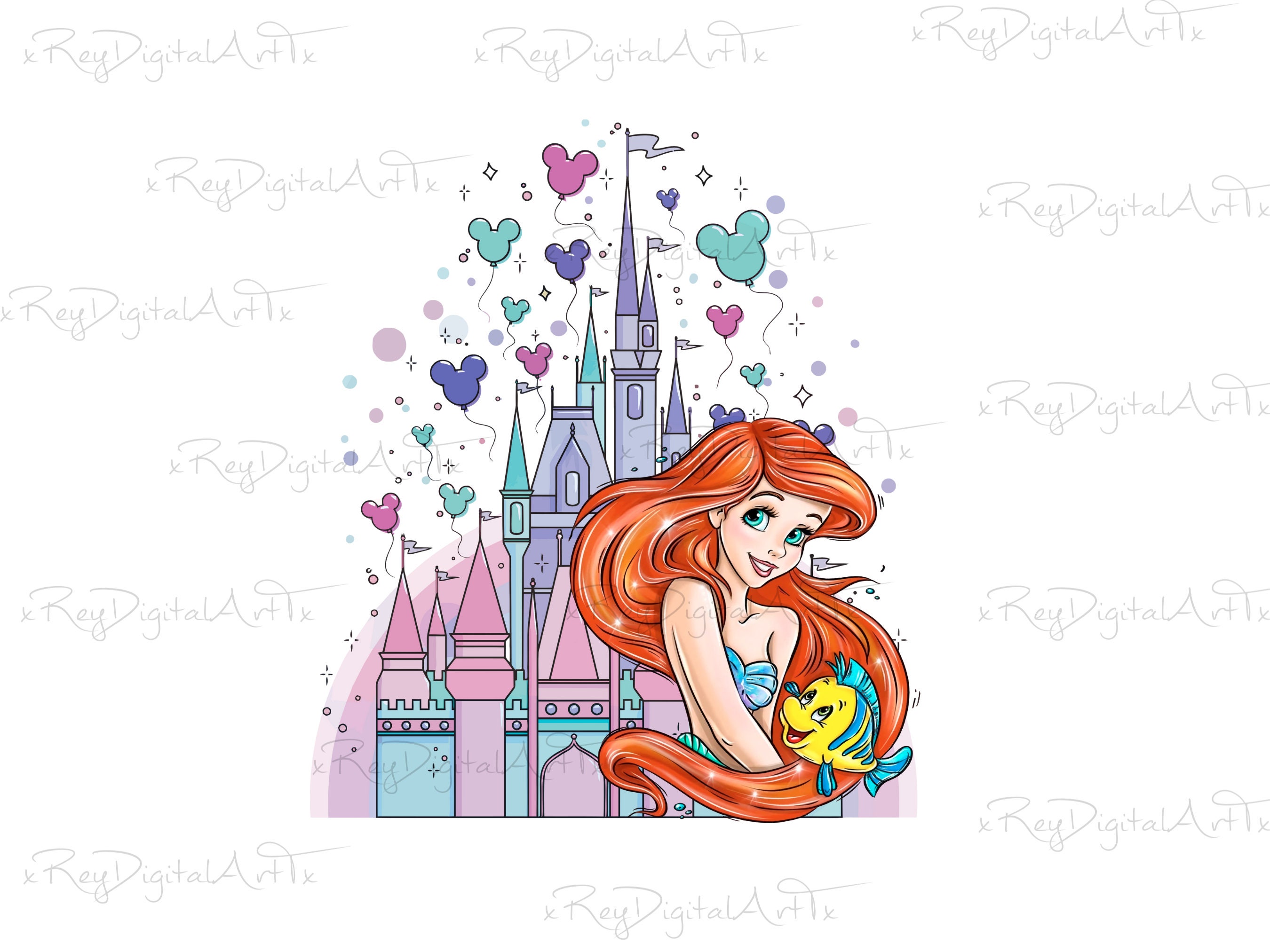 Paquete Princesa Ariel Png, 8 Diseño Ariel, Cumpleaños de Ariel ...