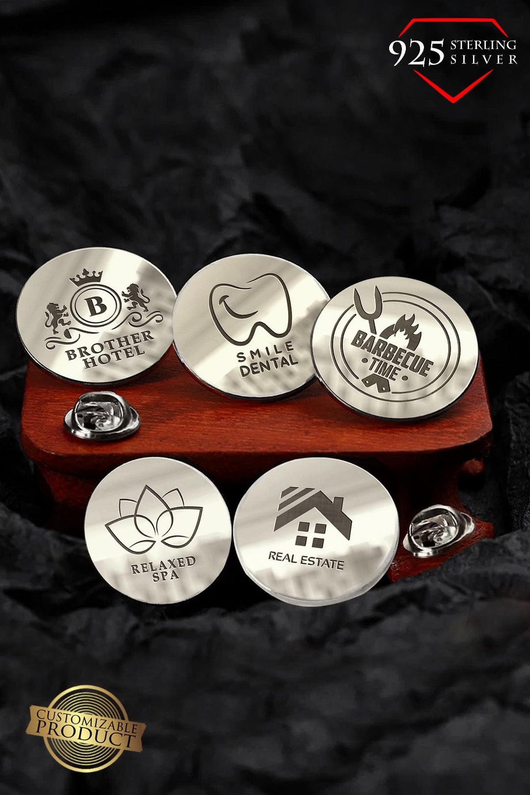 Custom Lapel Pin 925 Sterling Silver Personalized Wedding Lapel Pin ...