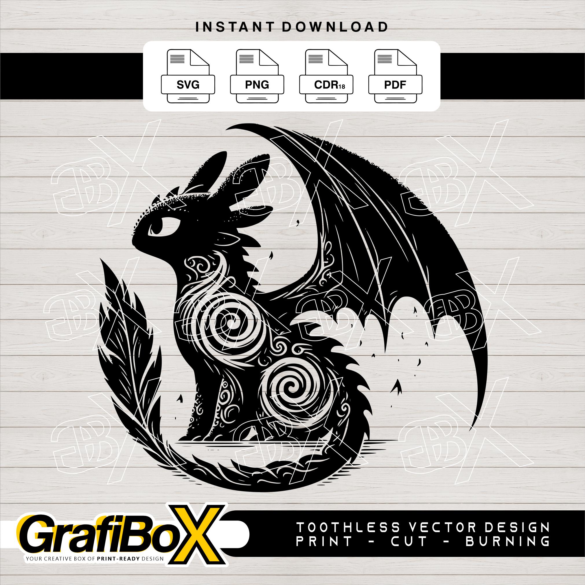Toothless Dragon SVG Cut Files PNG Print Ready : Cricut Cut, Laser ...