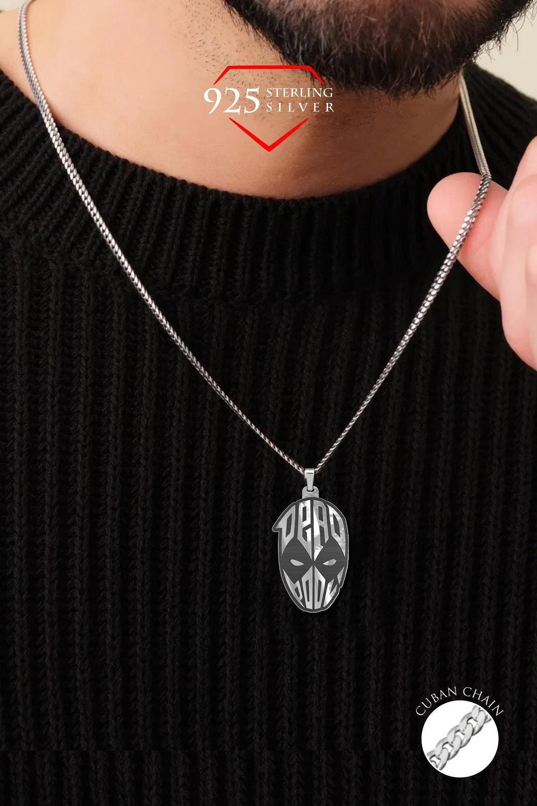 Deadpool Cuban Chain Necklace Comic Book Necklace Avengers Movie ...