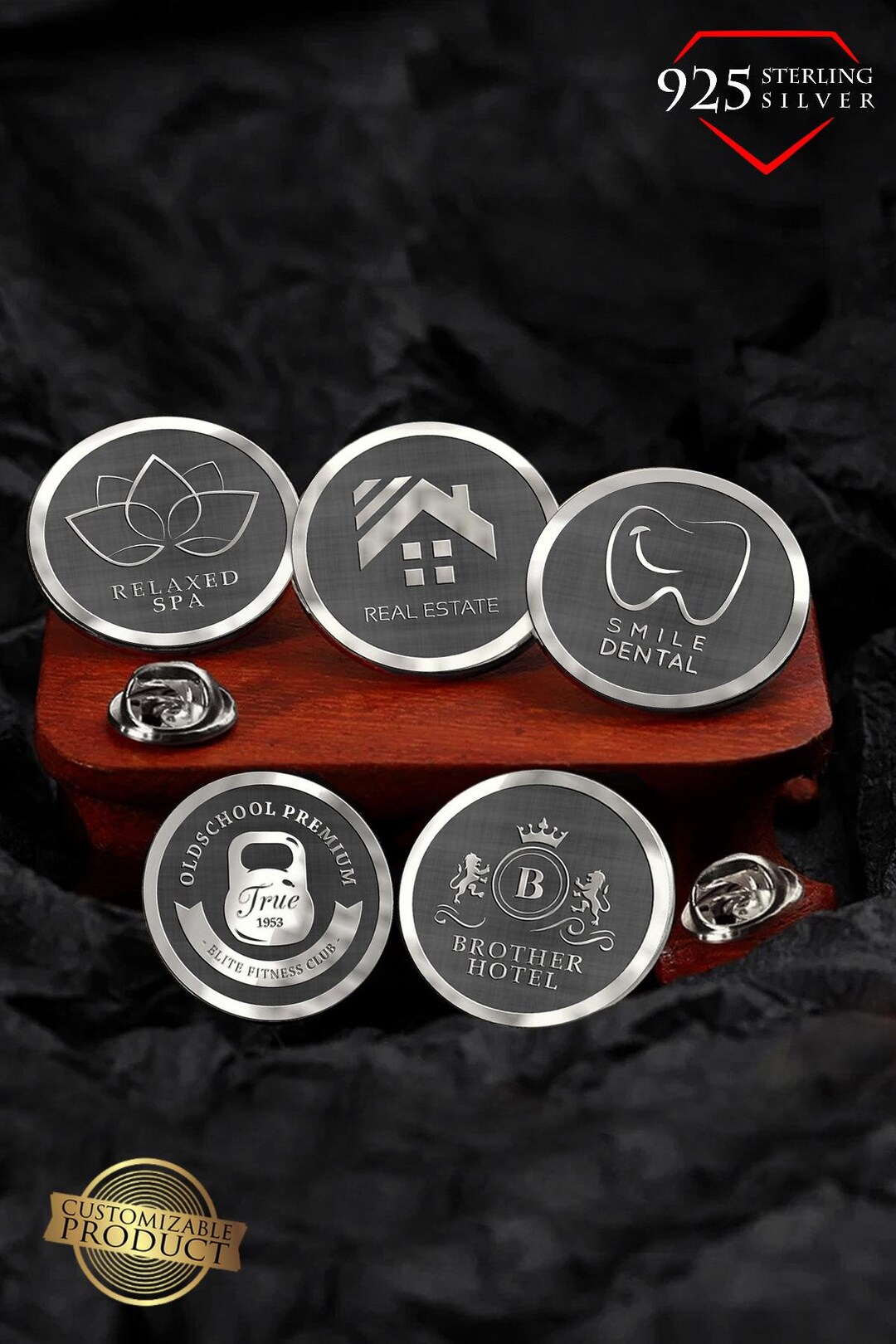 Custom Lapel Pin 925 Sterling Silver Personalized Wedding Lapel Pin ...