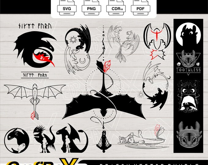 How to Train Your Dragon SVG PNG Bundle: Toothless & Hiccup Cut Files - Etsy Canada