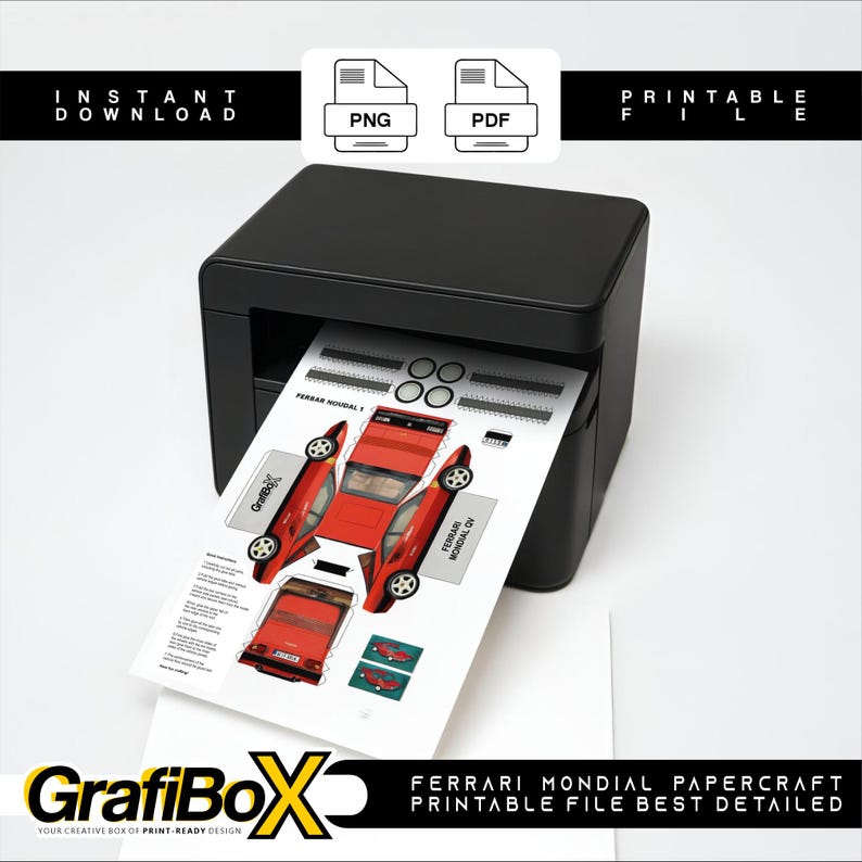 Ferrari Mondial Papercraft Model – Dad Gift Printable PNG – 3D Paper ...