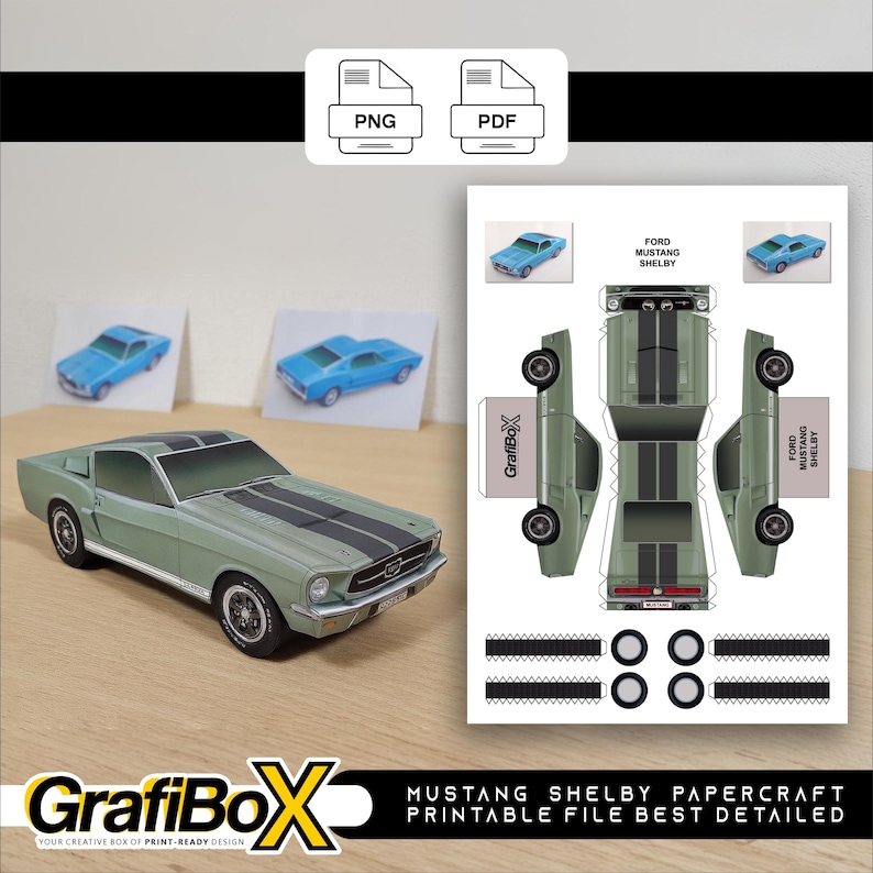 Ford Shelby Papercraft Model – Mustang Printable PNG – 3D Paper Car ...