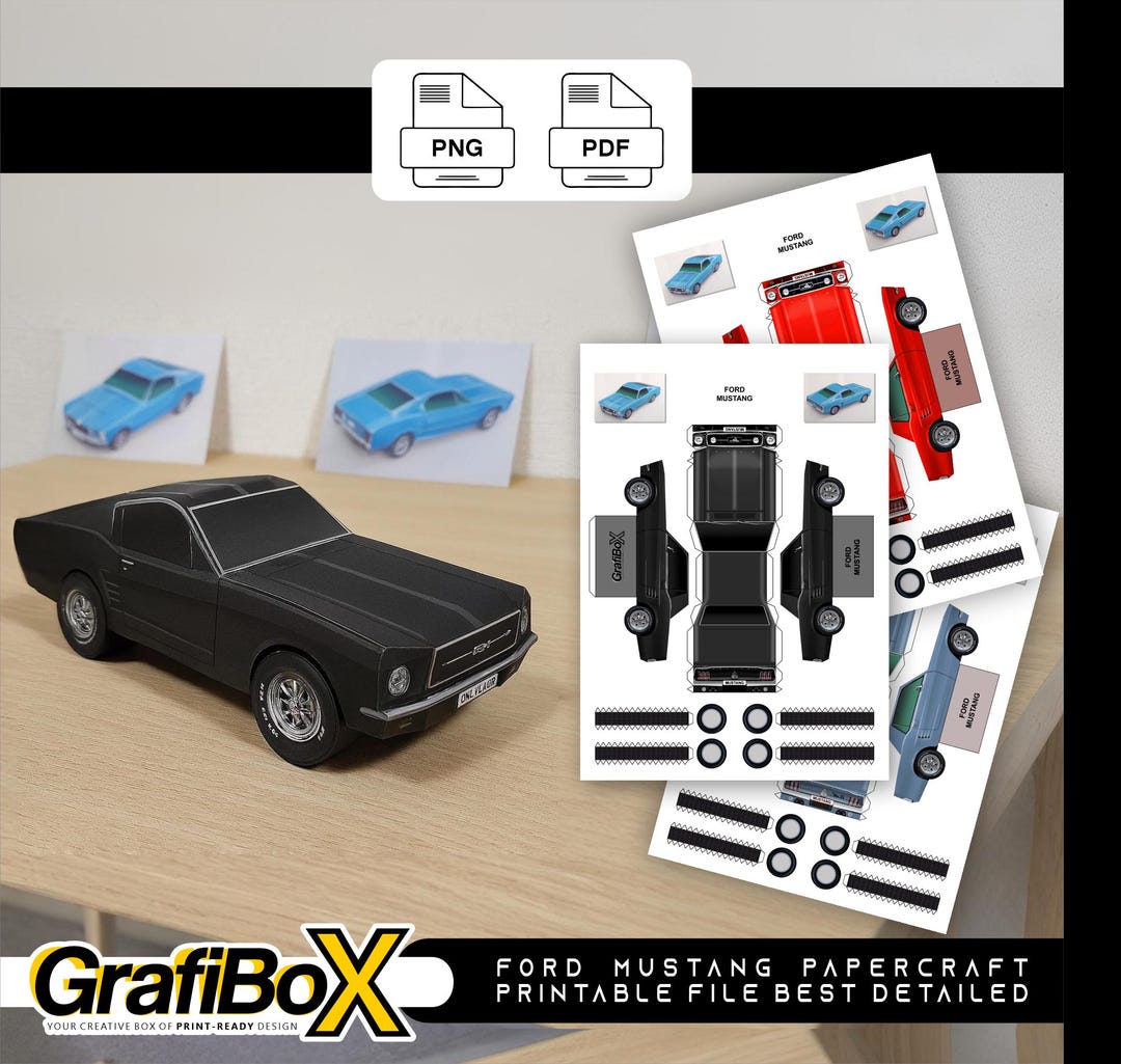 Ford Mustang Papercraft Model: Classic Car DIY Kit (PDF & PNG) - Etsy
