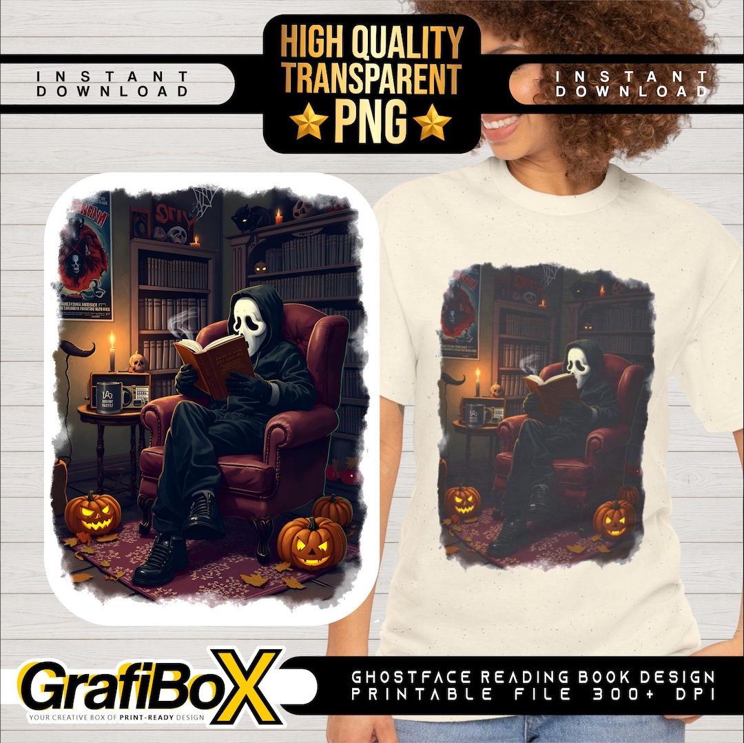 Ghostface Reading Book PNG: Horror Halloween Digital Download - Etsy
