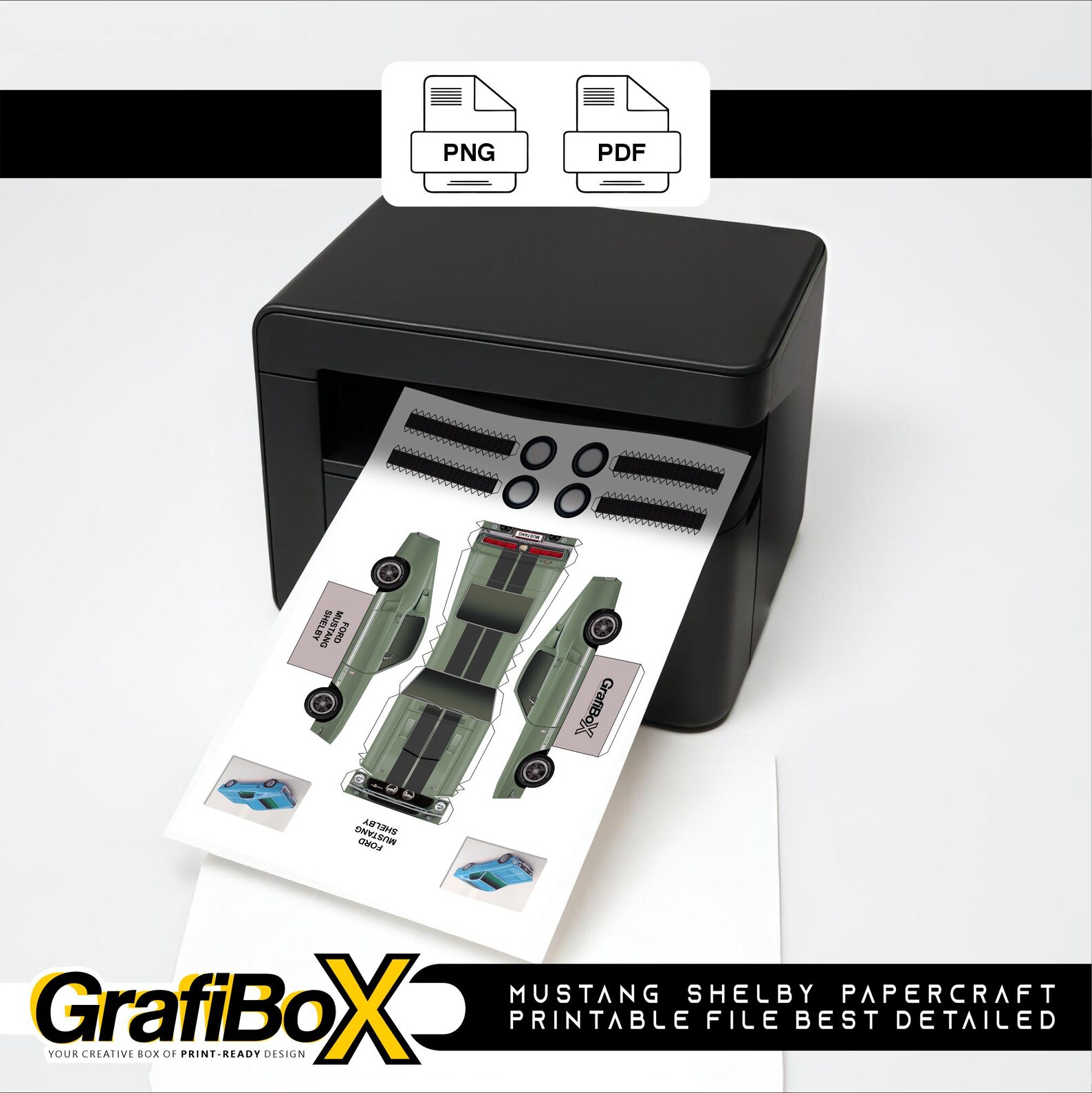 Ford Shelby Papercraft Model – Mustang Printable PNG – 3D Paper Car ...