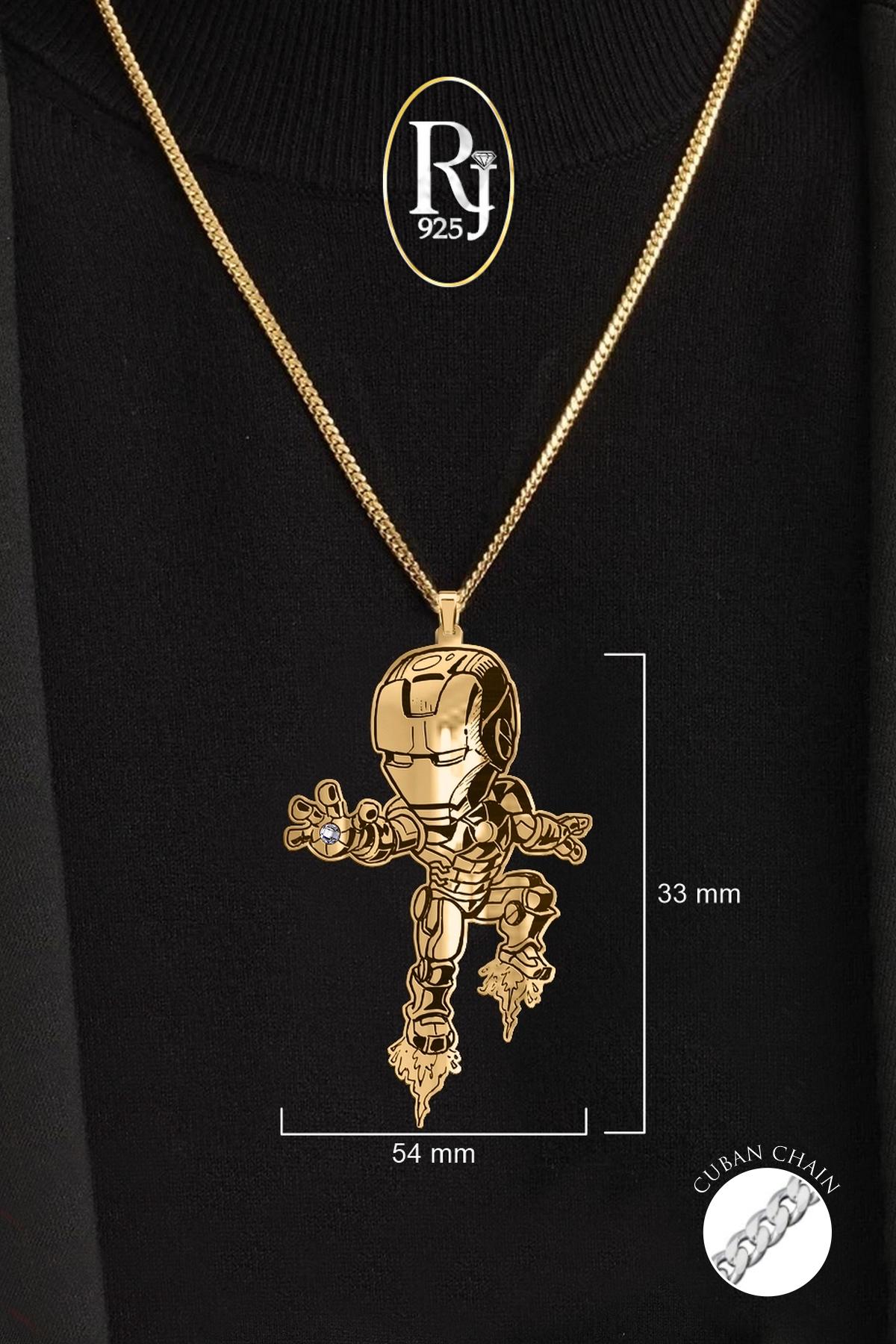 Iron Man Stone Design Cuban Chain Necklace Comic Book Necklace Avengers ...