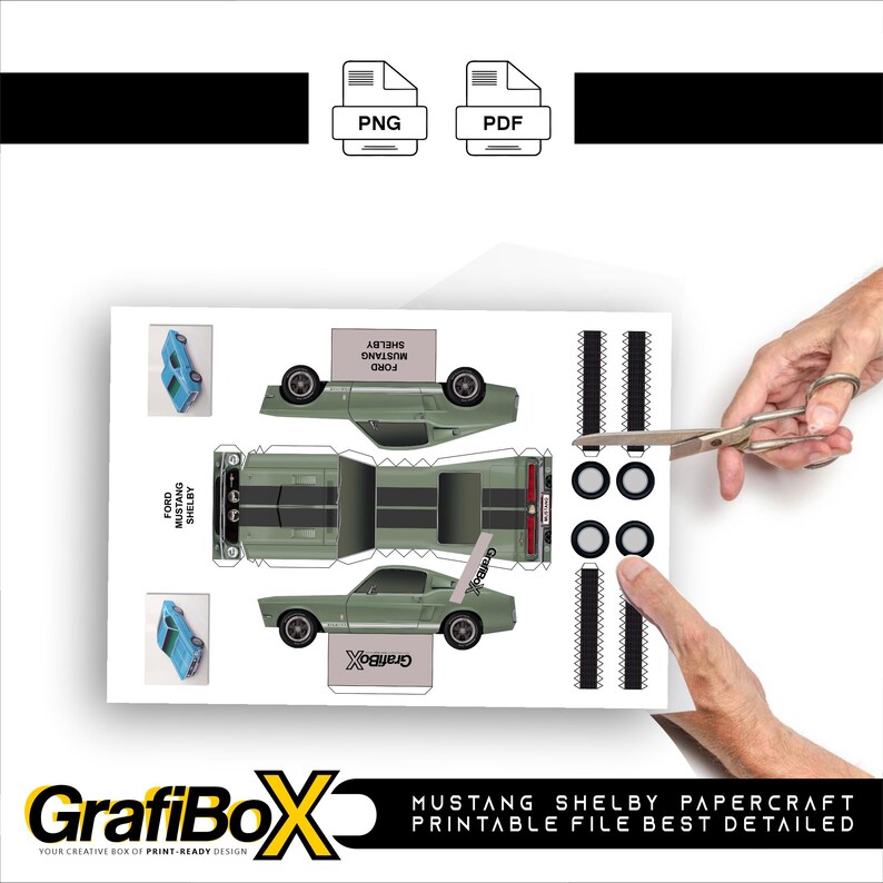 Ford Shelby Papercraft Model – Mustang Printable PNG – 3D Paper Car ...