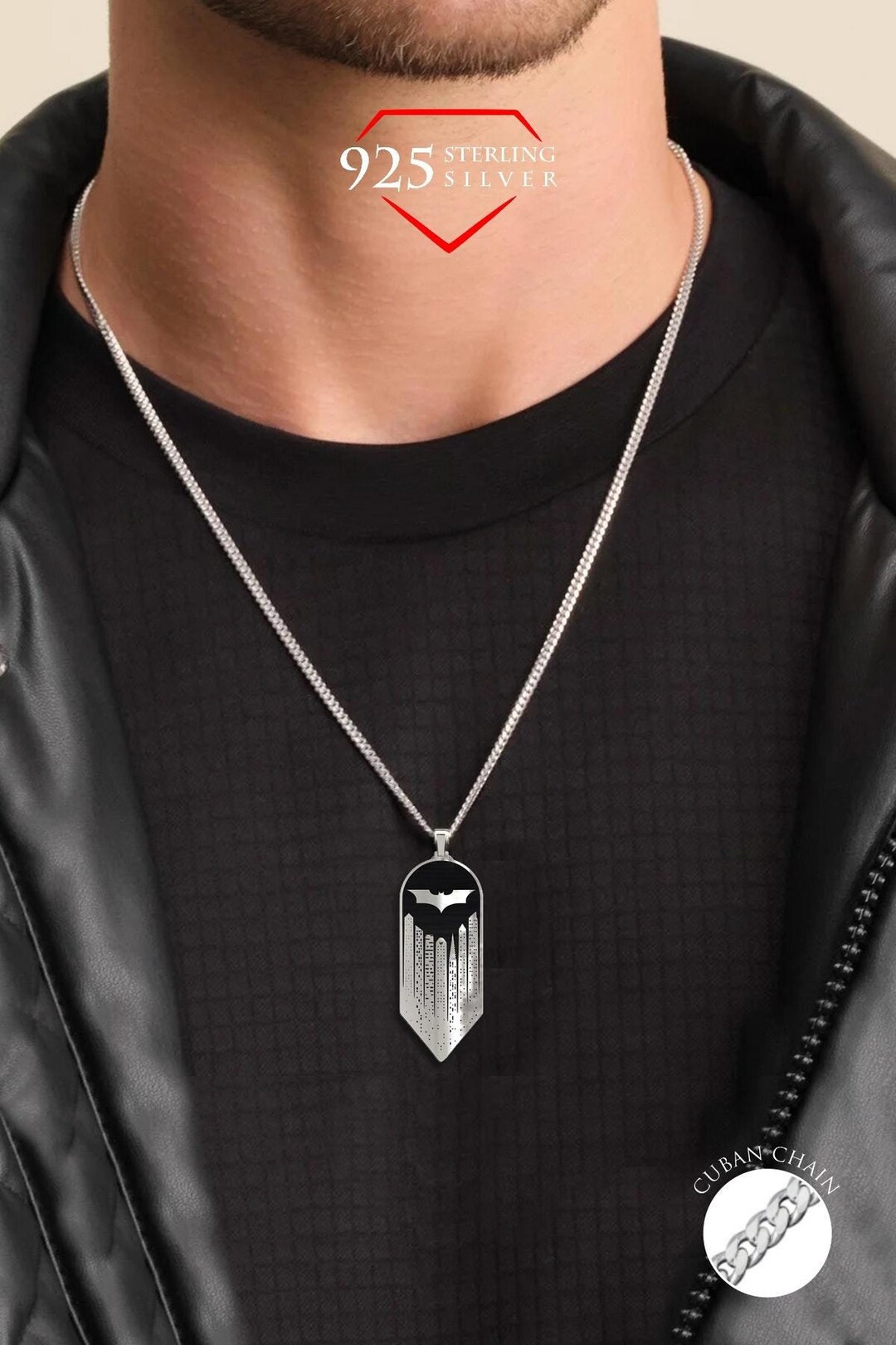 Batman Gotham City Cuban Chain Necklace Comic Book Necklace DC Movie ...